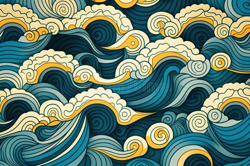 Abstract Illustration of Wavy Sea. Wavy Sea Pattern Stock Illustration ...