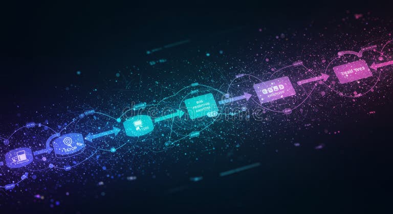 Workflow Process Visualization Abstract Illustration of a Workflow Showcasing a Series of ...
