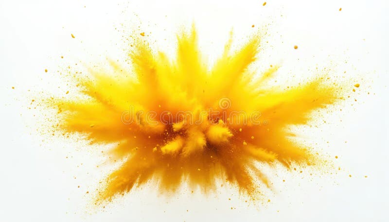 Abstract Illustration Yellow Powder Explosion Cloud Isolated on White ...