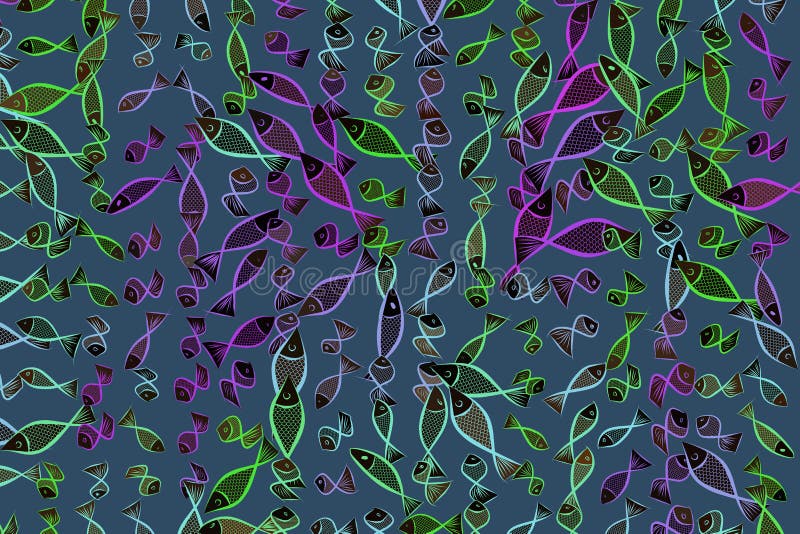Abstract Illustrations of Fish, Conceptual Pattern. Background, Surface ...