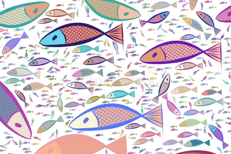 Abstract Illustrations of Fish, Conceptual Pattern. Creative, Style ...