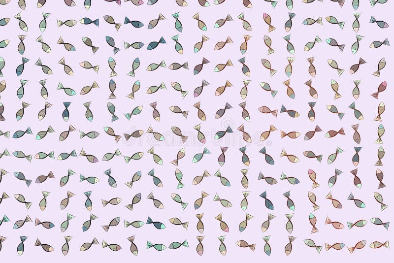 Abstract Illustrations of Fish, Conceptual Pattern. Line, Drawing, Sea ...