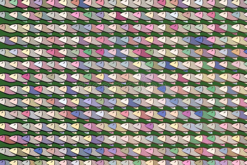 Abstract Illustrations of Fish, Conceptual Pattern. Shape, Hand-drawn ...