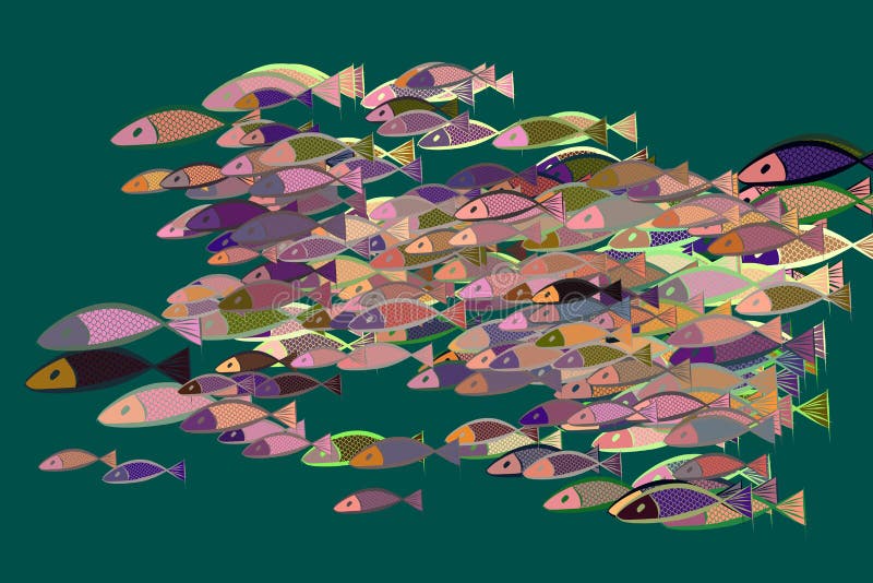 Abstract Illustrations of Fish, Conceptual Pattern. Shape, Template ...