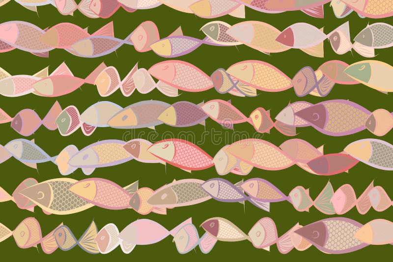 Abstract Illustrations of Fish, Conceptual Pattern. Texture, Background ...