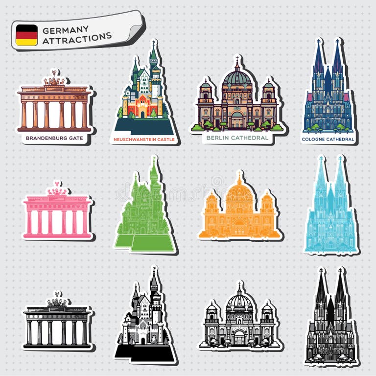 Abstract Illustrations of Germany Attractions Stock Vector ...