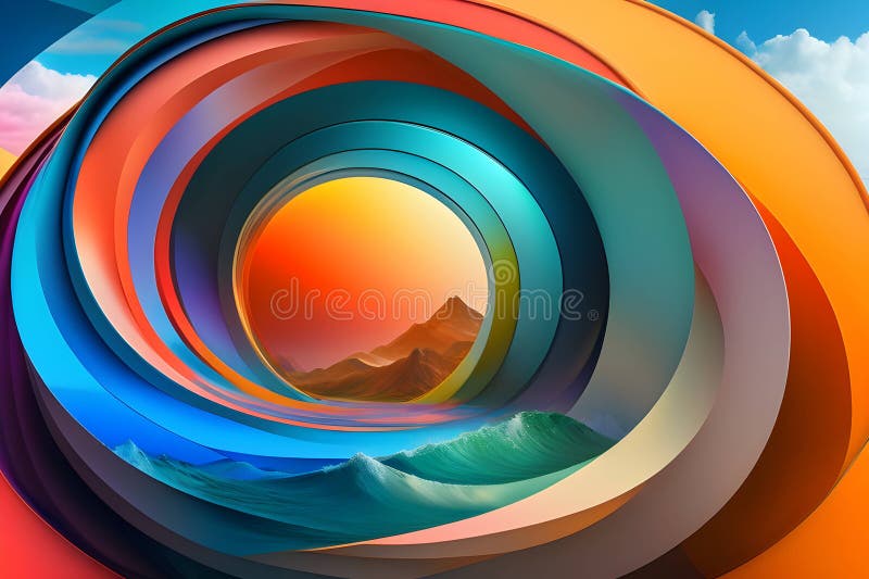 Abstract Illustrations, Impressionism, Bright Color Scheme, Mountains ...