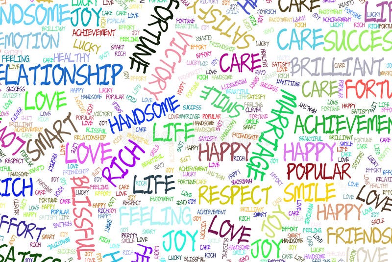 Abstract Illustrations of Positive Emotion Word Cloud, Conceptual ...