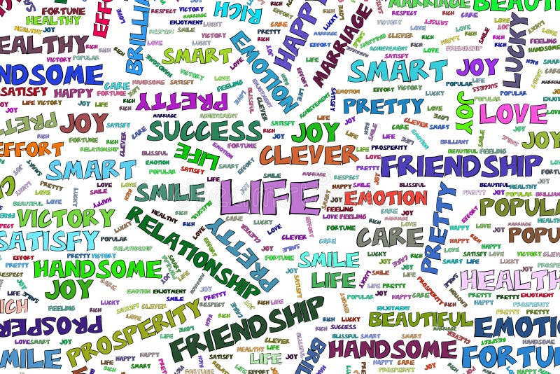 Abstract Illustrations of Positive Emotion Word Cloud, Conceptual ...