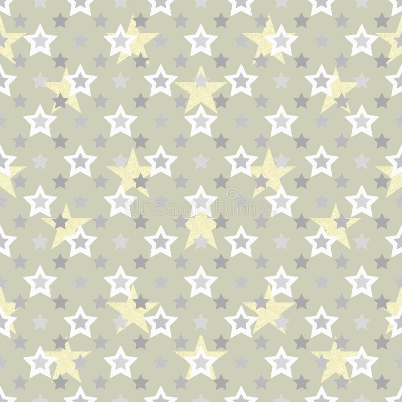 Abstract Illustrations Stars Shape Seamless Pattern Design on Green ...