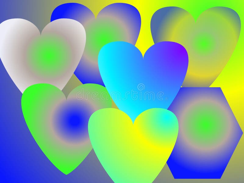 Abstract, Illustrations of Various Colorful Heart Shapes and ...