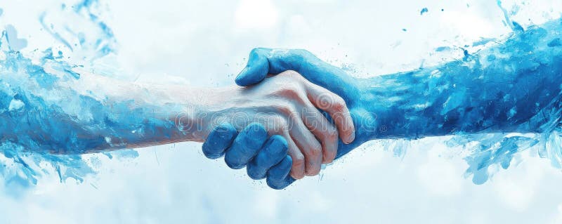 Abstract Handshake with Blue Tones Symbolizing Partnership and Unity ...