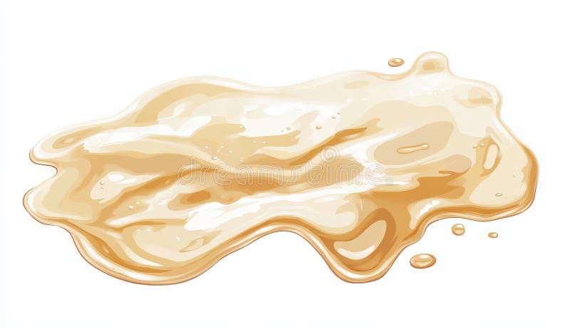 Abstract Beige Liquid Spill on White Background Stock Illustration ...