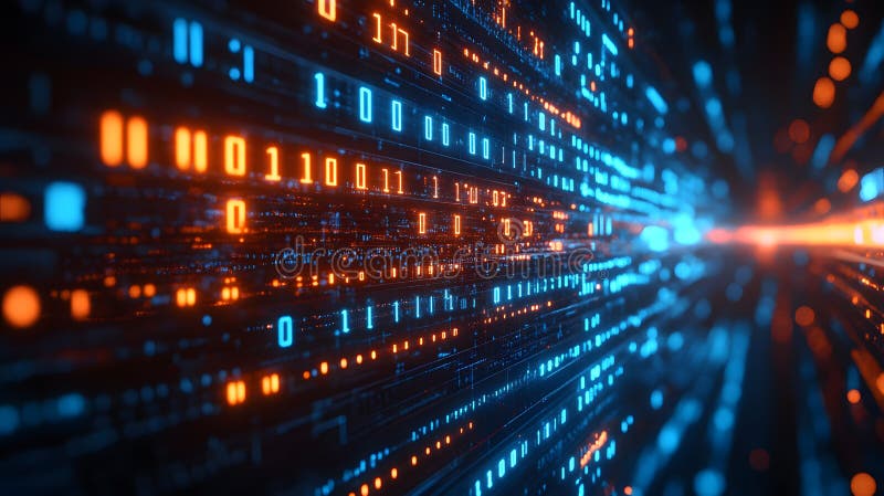Abstract Binary Code Data Flow Technology Background Stock Illustration ...