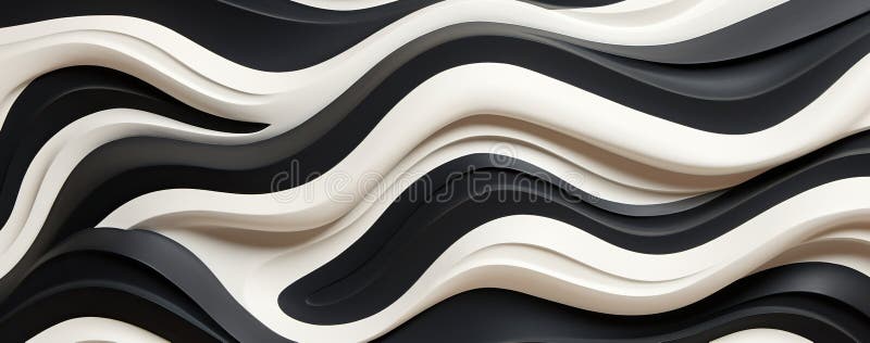 An Abstract Image of Black and White Waves, Creating a Dynamic Sense of ...