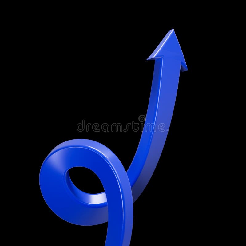 Abstract Image of a Blue 3D Arrow Twisted into a Loop and Pointing ...