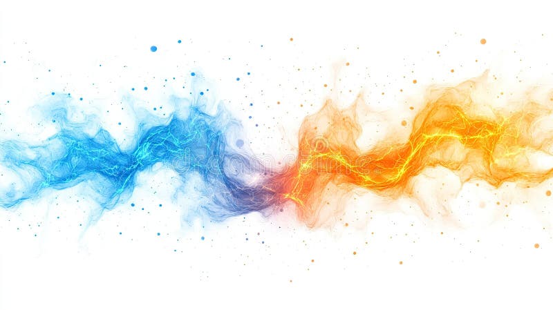 Abstract Image of Blue and Orange Fire and Ice Colliding Stock ...