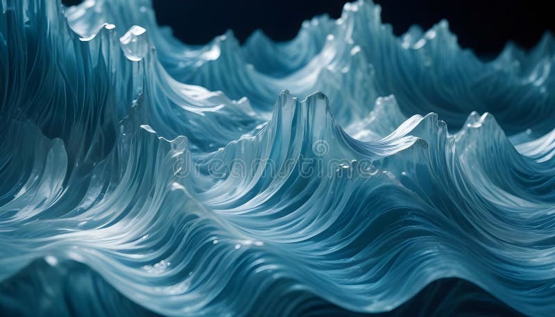 Abstract Image of a Blue, Undulating Surface Resembling Waves or ...