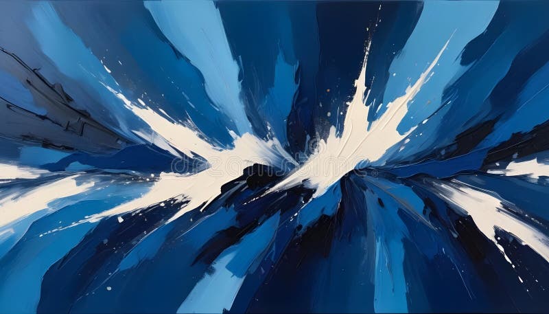 Abstract Image of a Blue and White Explosion of Paint Splatters ...