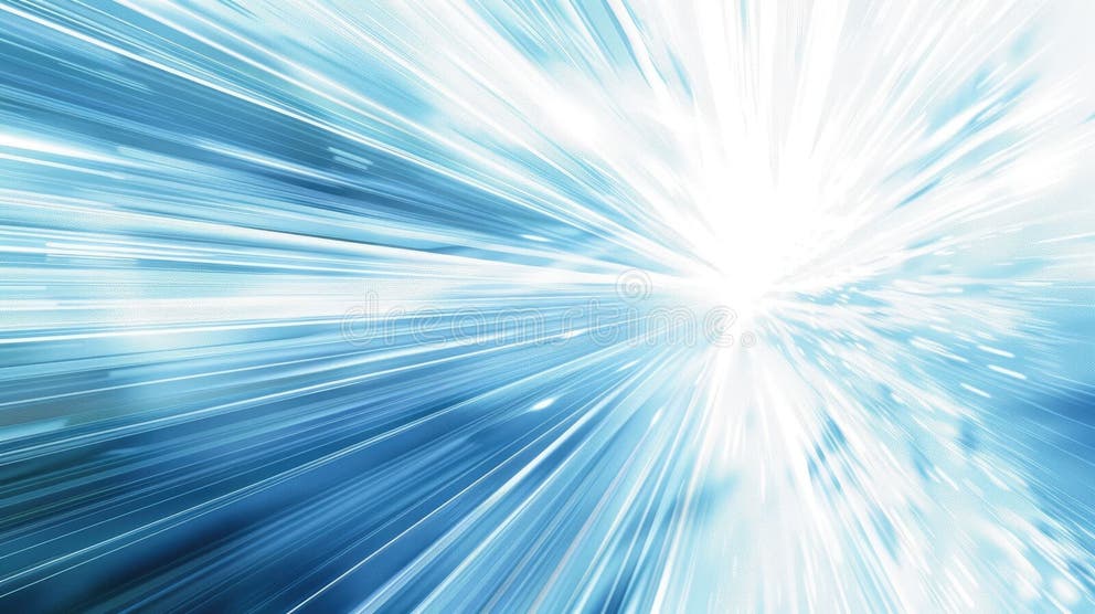Abstract Image of Blue and White Light Rays Emanating from a Central ...