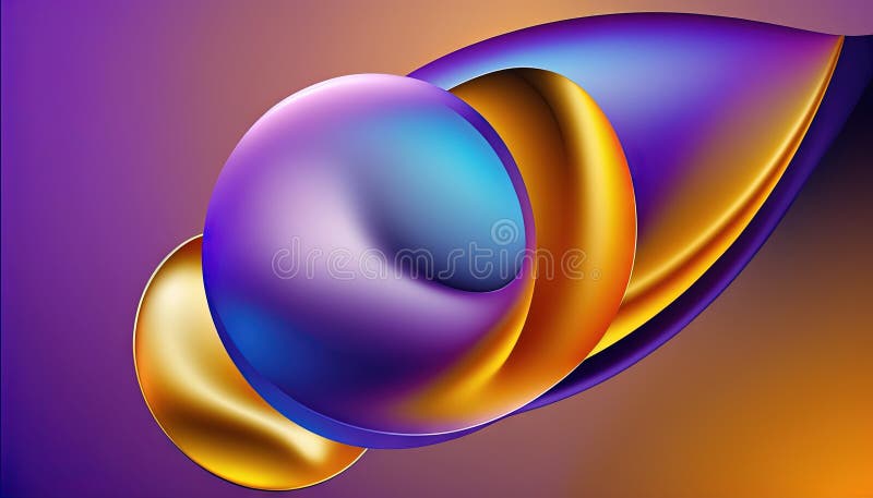 An Abstract Image of a Blue and Yellow Object with a Purple Background ...