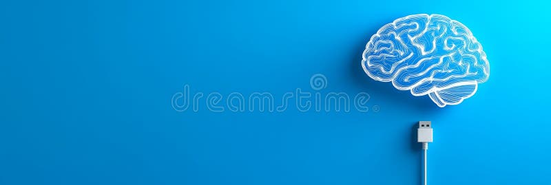 Brain Power Connection Abstract Image of a Brain Connected To a USB ...