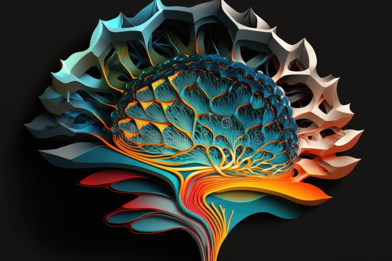 Abstract Image of Brain in Form of Modern Beautiful Art Stock ...