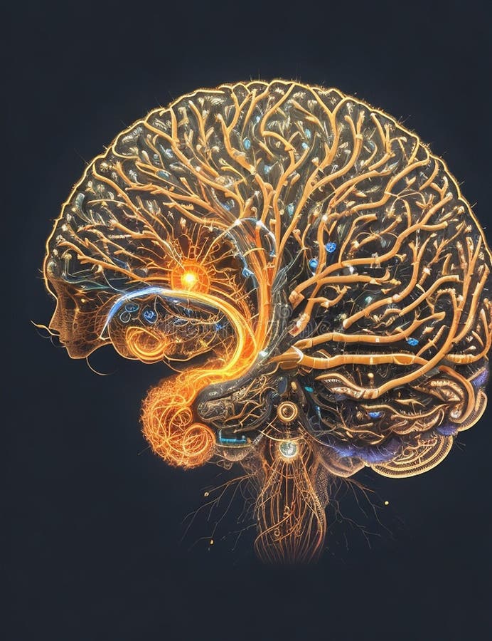 Abstract Image of a Brain. Light Illuminated Schematic Neural ...