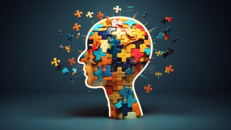 Abstract Image of a Brain Made of Puzzle Pieces Stock Illustration ...