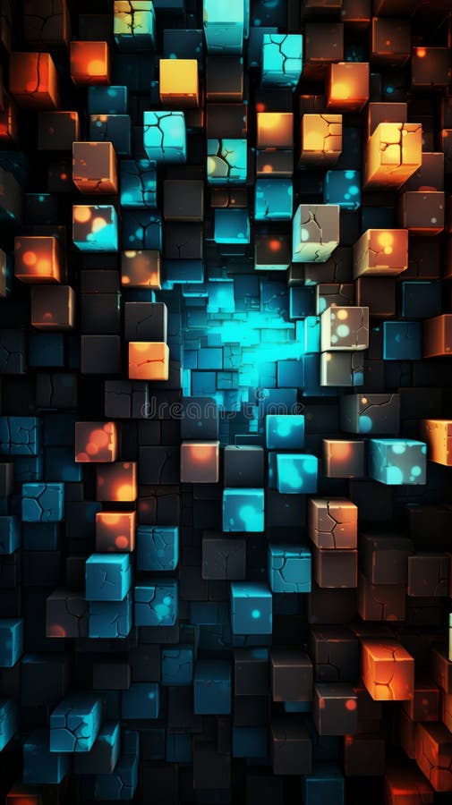 An Abstract Image of a Brick Wall with Glowing Lights Stock ...