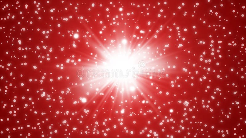 Abstract Glistening Light Rays and Particles Blast in Red Background ...