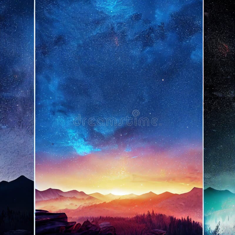 Abstract Image of the Bright Night Sky Over the Wilderness Stock ...