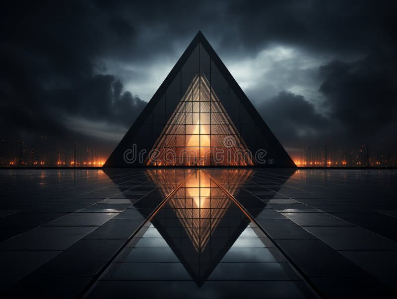 An Abstract Image of a Building with a Triangle in Front of it Stock ...
