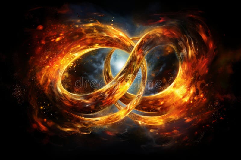 An Abstract Image of a Burning Infinity Symbol on a Black Background ...