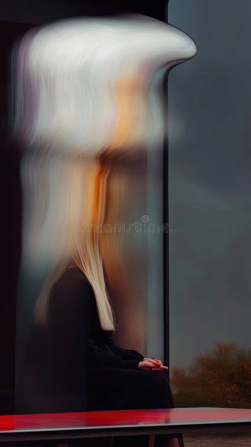 Abstract Portrait of a Woman with Distorted Features and Flowing Hair ...