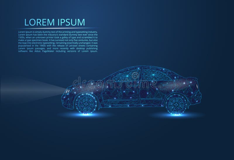 Abstract Image of a Car in the Form of Points and Lines, Triangles ...