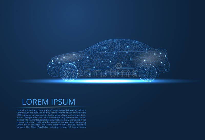 Abstract Image of a Car in the Form of Points and Lines, Triangles ...