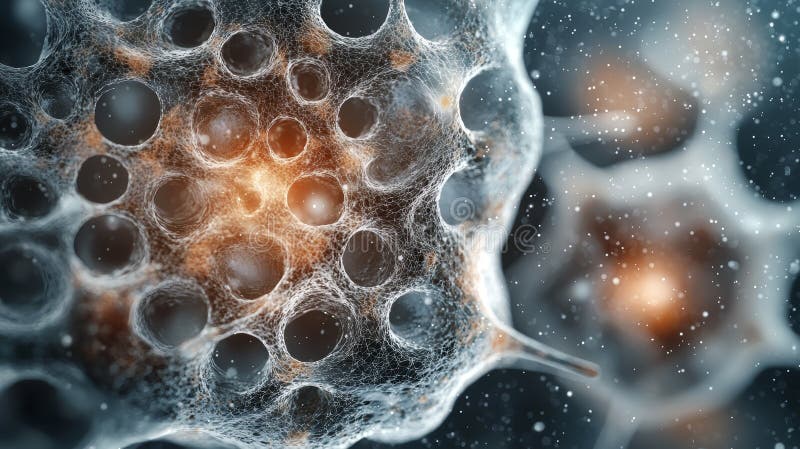 Abstract Image of a Cell with a Glowing Nucleus, Representing Life and ...