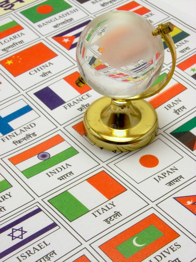 Flag Chart Closeup with a Globe Stock Image - Image of asia, closeup ...