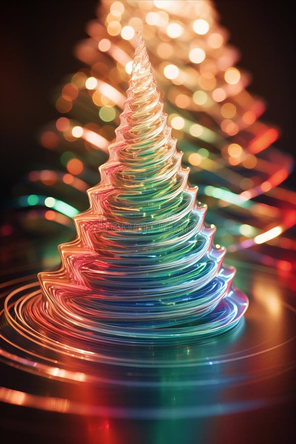 An Abstract Image of a Christmas Tree Made Out of Colored Lights Stock ...