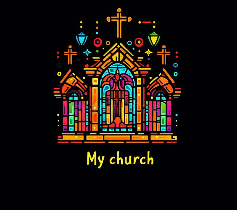 Abstract Image of a Church with Stained Glass Windows. Stock ...