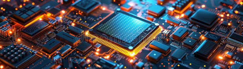 Abstract Image of a Circuit Board with Glowing Lights Stock ...