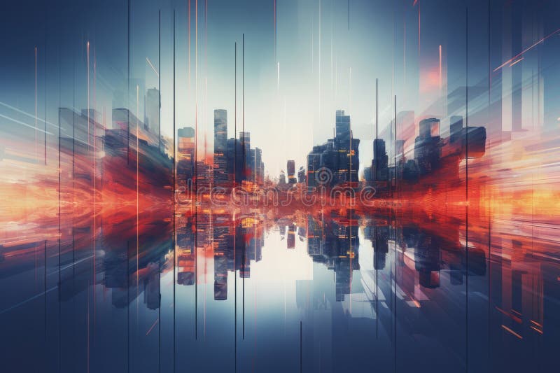 An Abstract Image of a City at Night Stock Illustration - Illustration ...
