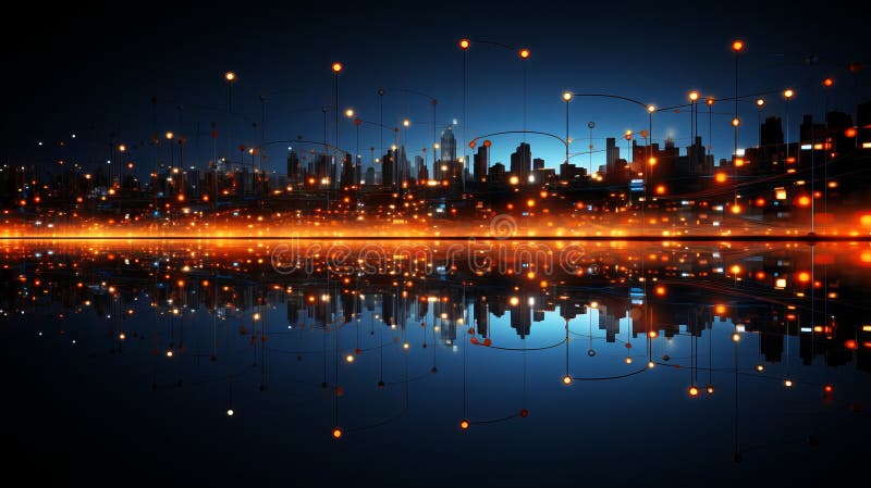 An Abstract Image of a City at Night Stock Illustration - Illustration ...