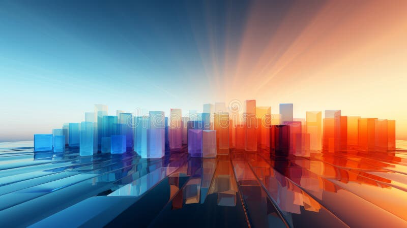 An Abstract Image of a City Skyline with Bright Colors Stock ...