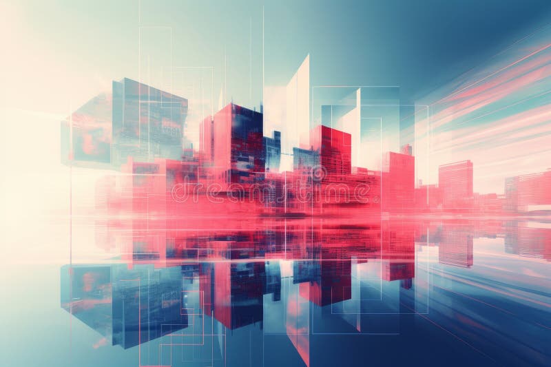 An Abstract Image of a City with Skyscrapers in the Background Stock ...