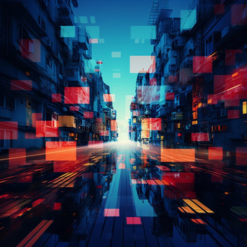 An Abstract Image of a City Street at Night Stock Illustration ...