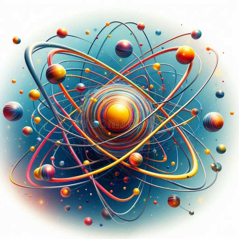 An Abstract Image of a Colorful Atomic Model. Stock Illustration ...