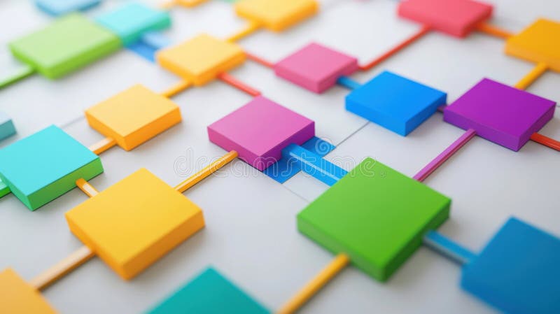 Colorful Interconnected Blocks Network. AI Generated Stock Illustration ...