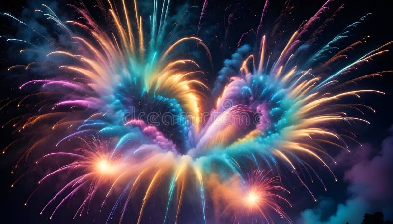 Abstract Image of a Colorful Firework Display, with Multiple Explosions ...